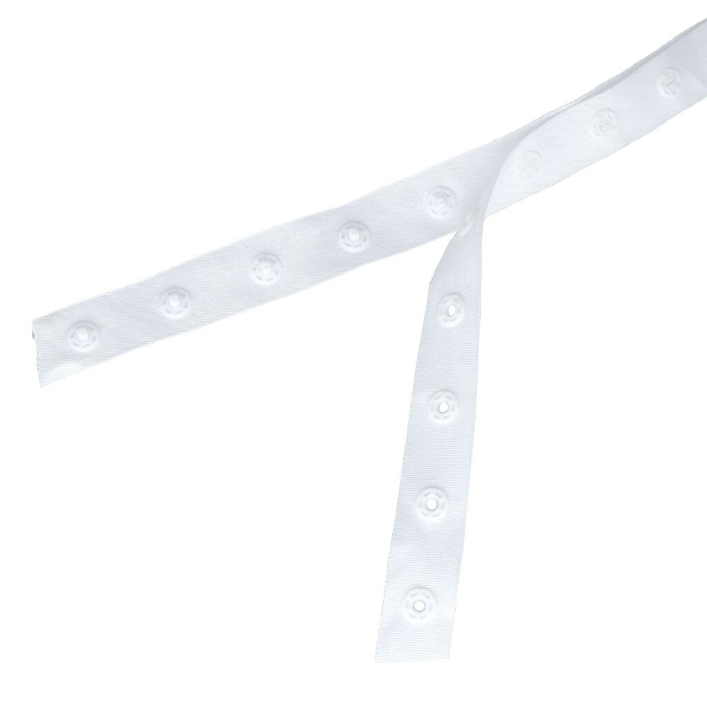 Cinta corchetera con broches de presión continuos blanca 18 mm