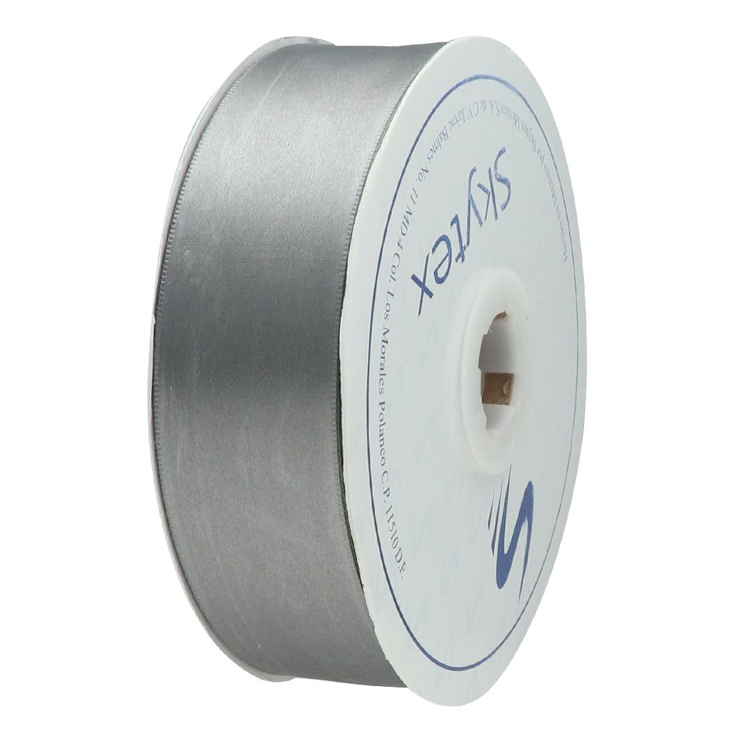 Listón satinado doble cara, gris perla, No. 9 (35mm), 50 metros