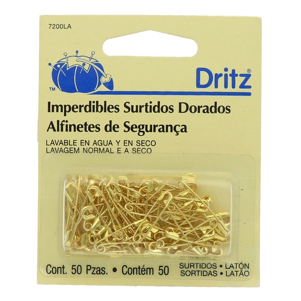 Seguros para ropa Dritz, medida: 19 y 22 mm color: oro, material: latón ...